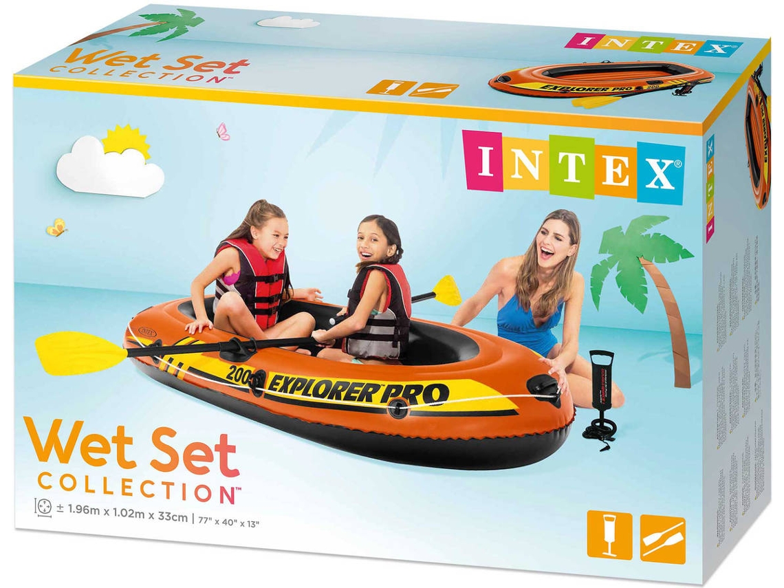 Barco Insuflável INTEX Explorer Pro 200 (Com Remos + Bomba - 196x102x33 ...