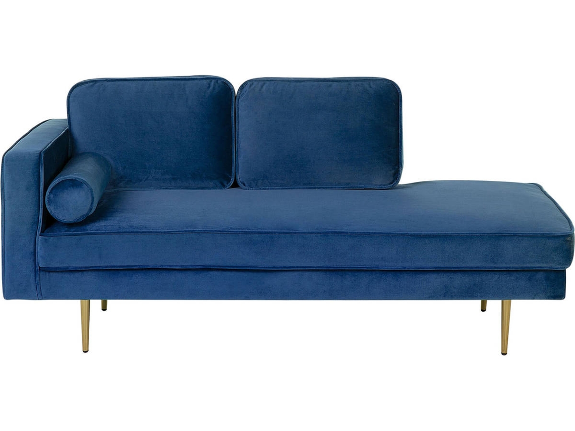 Chaise-Longue Miramas (Azul - Veludo - 79x171x63 cm) | Worten.pt