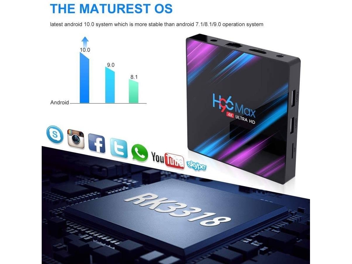 Box Smart TV YDCY TV Box-H1 (Android - 4K Ultra HD - 4 GB RAM - Wi-Fi ...