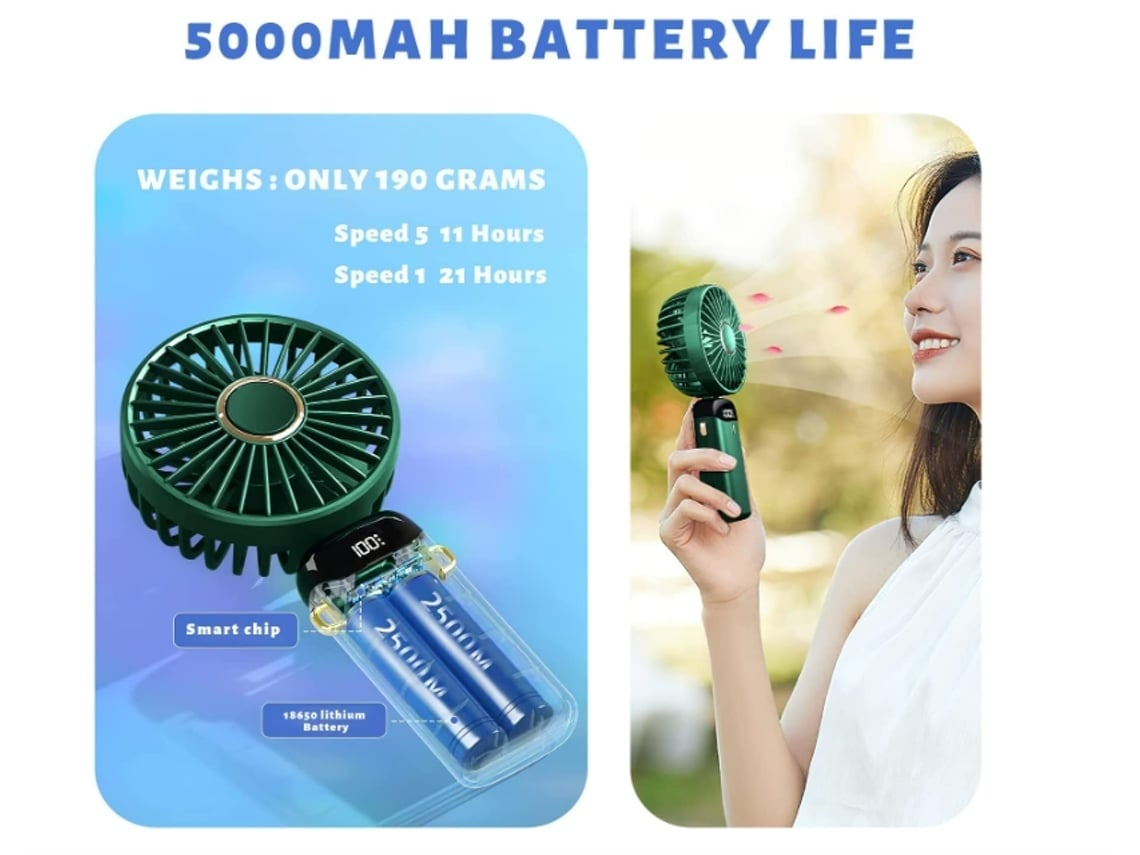 Ventoinha de Mão Portátil ENZON 5000Mah5 VelocidadesMini Ventoinha ...