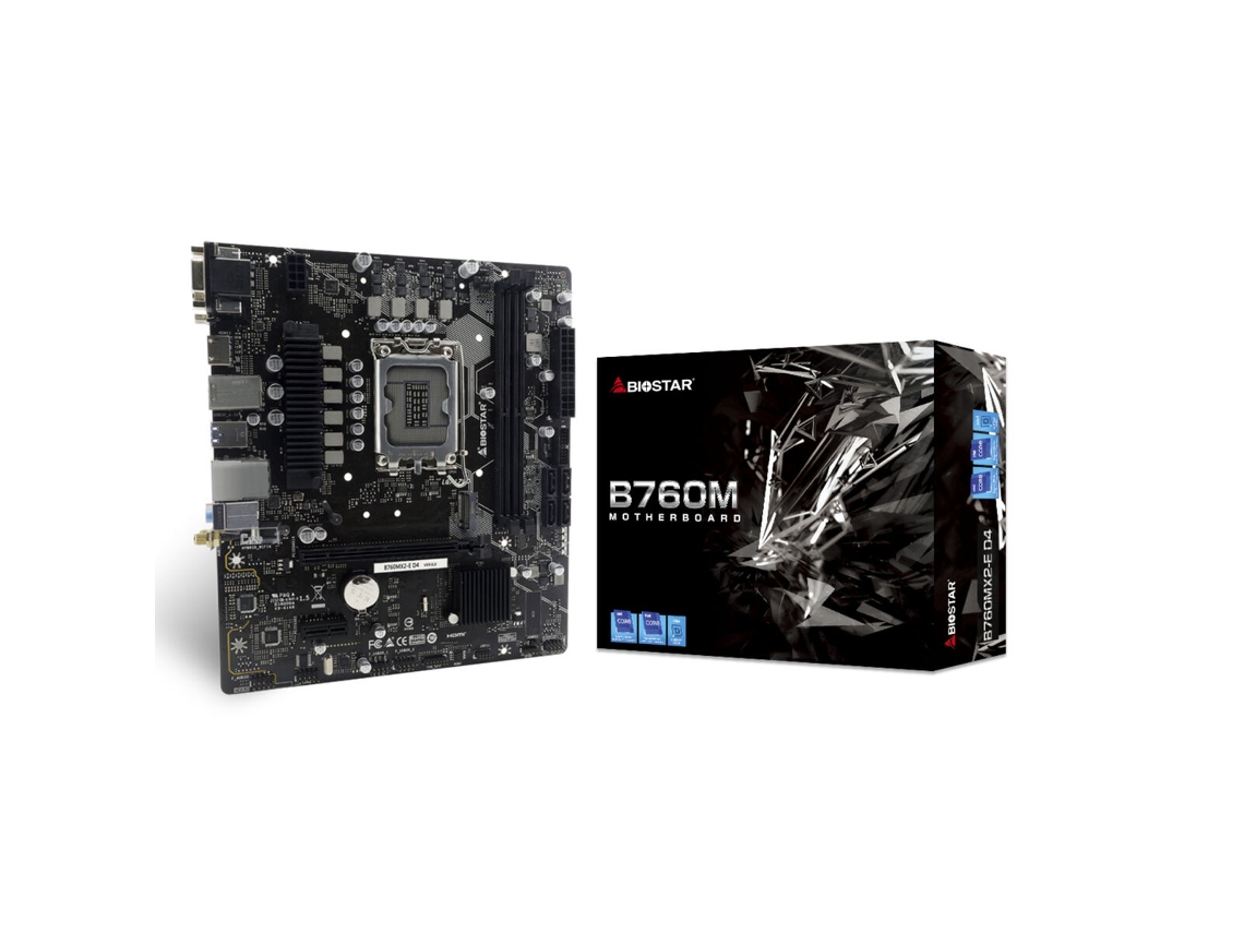 Placa Mãe BIOSTAR B760Mx2-E D4 Intel Intel B760 Lga 1700 | Worten.pt