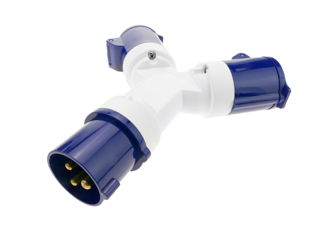 Adaptador Cee Plug Masculino para 2 X Cee Plug Fêmea 2P+T 16A 250V Ip44 ...