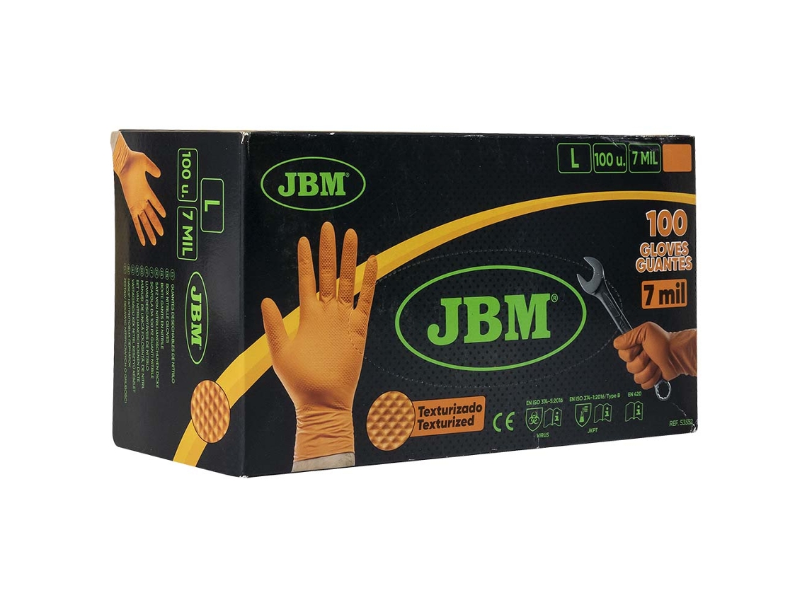 Luvas de Nitrilo JBM 7.0 Mil (Tamanho:L - 100 Unidades - Laranja ...
