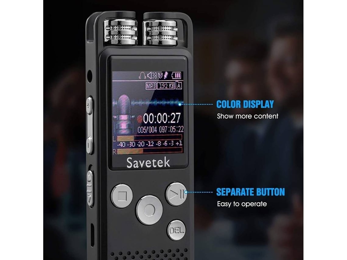 Gravador Profissional de Voz Ativado Gravação Ininterrupta de 80 Horas ...