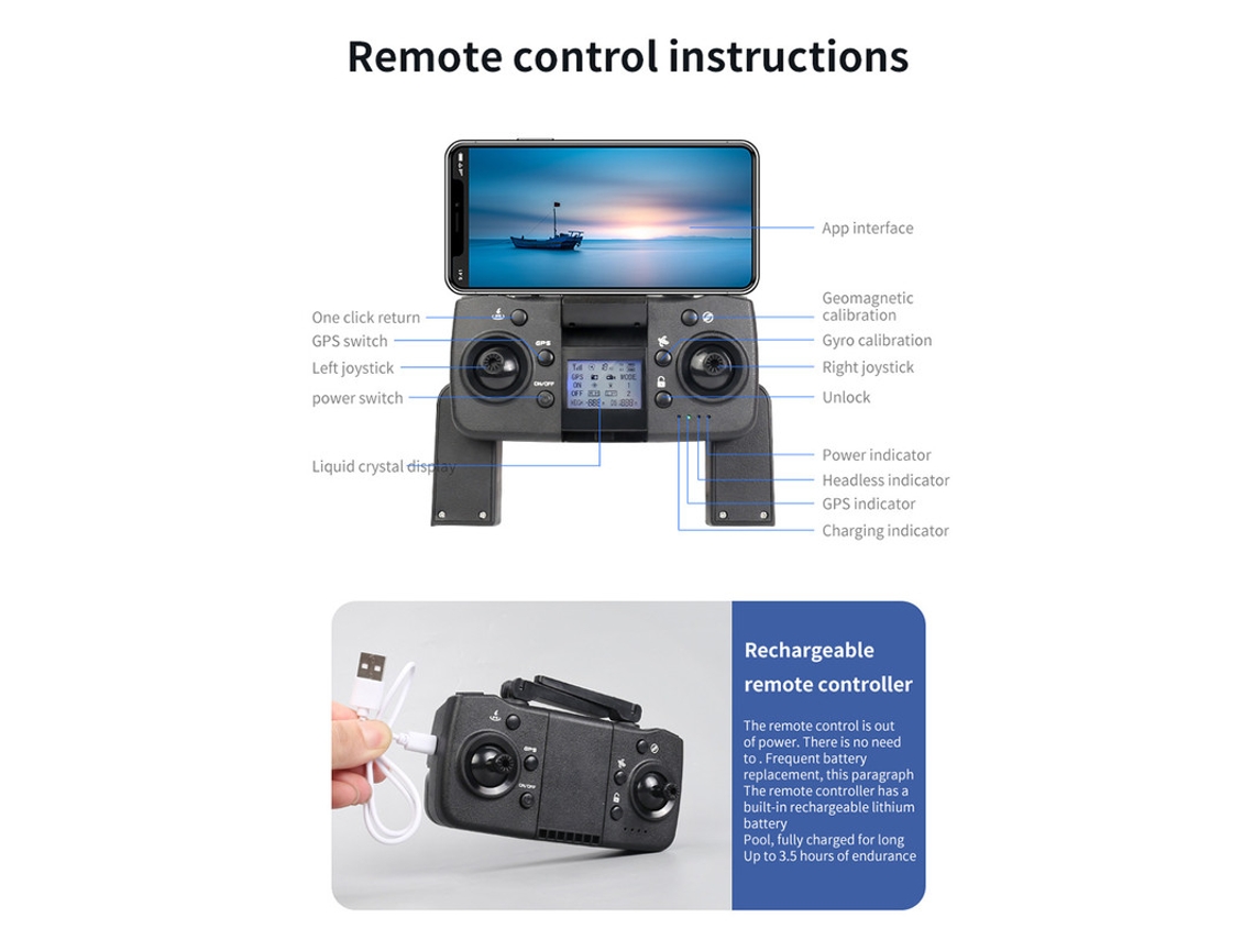 Drone SEMD G215-023 Gps Dobrável com Quadcopter Câmara Adulto 6K com ...