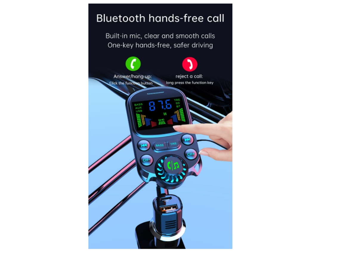 Transmissor FM Bluetooth 5.3, Chamada Hands Free [30W PD&QC3.0] Modo ...