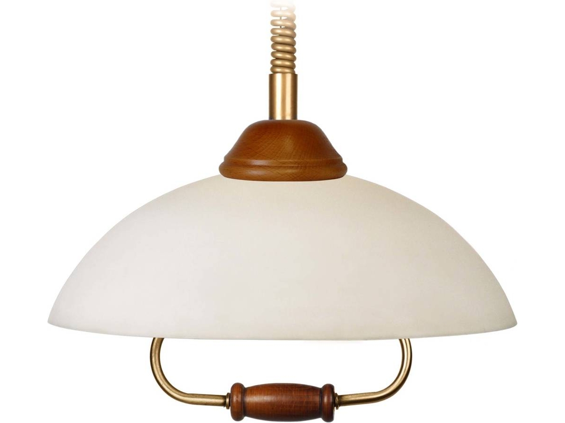 Candeeiro de Suspensão TOSEL M&B Bois Verre (Castanho e Branco - E27 ...