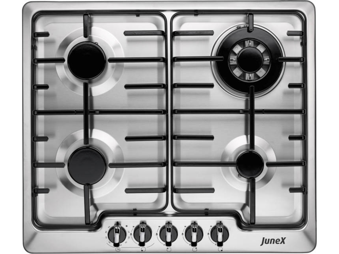 Placa de Gás JUNEX PJE 116 GTX N (Gás Natural - 55 cm - Inox) | Worten.pt