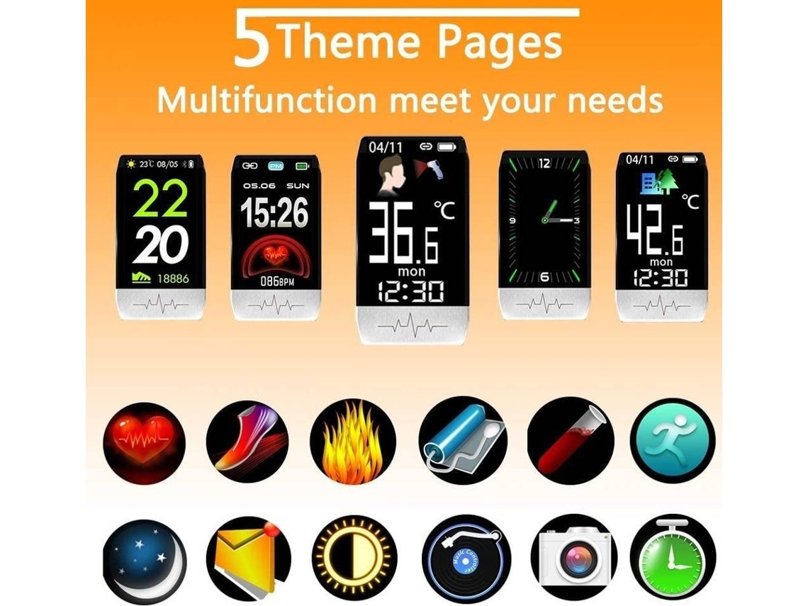 Smartwatch ENKERS com Termômetro de Temperatura Corporal Frequência ...