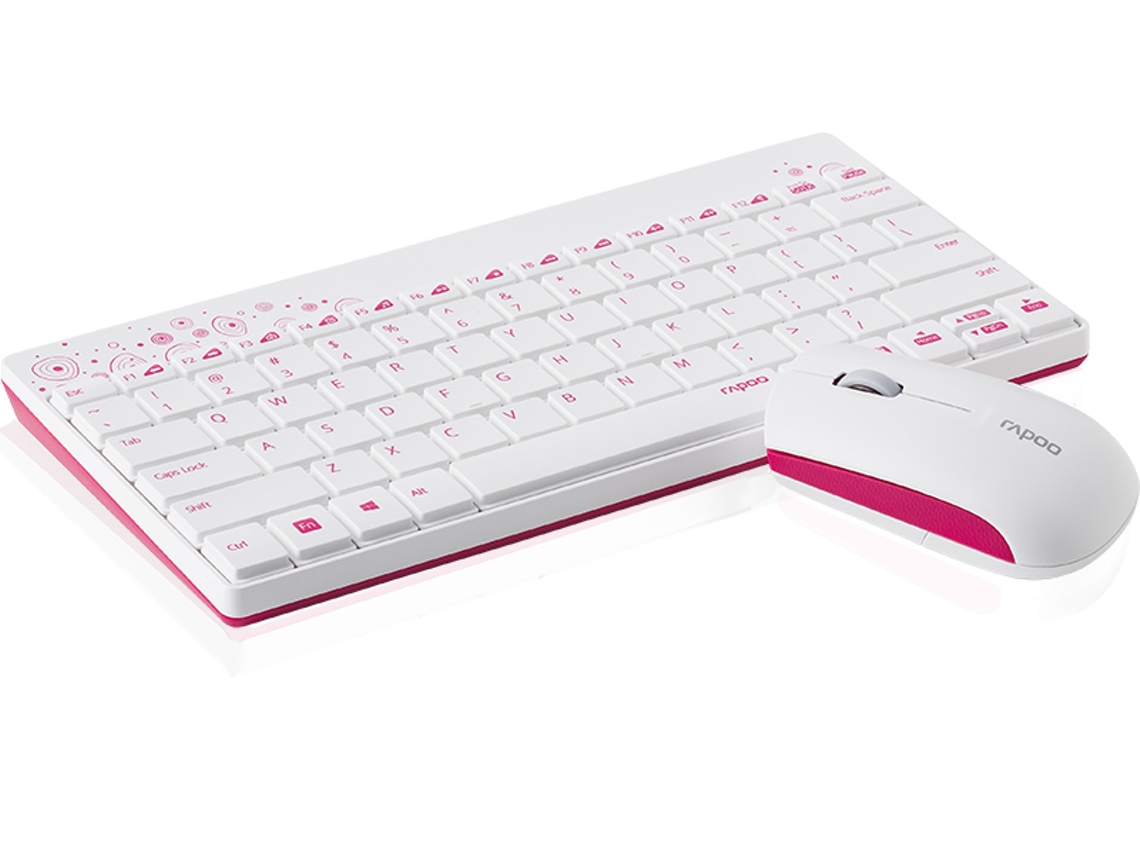 Teclado RAPOO 8000 (Wireless - Português - Rosa) + Rato | Worten.pt