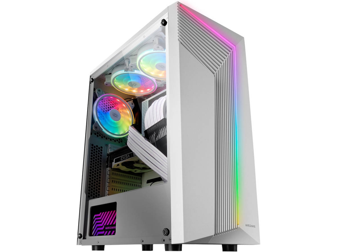 Caixa Pc Gaming Atx MARS GAMING Mc-X7 Branco Frontal Argb Ventoinha Rgb ...