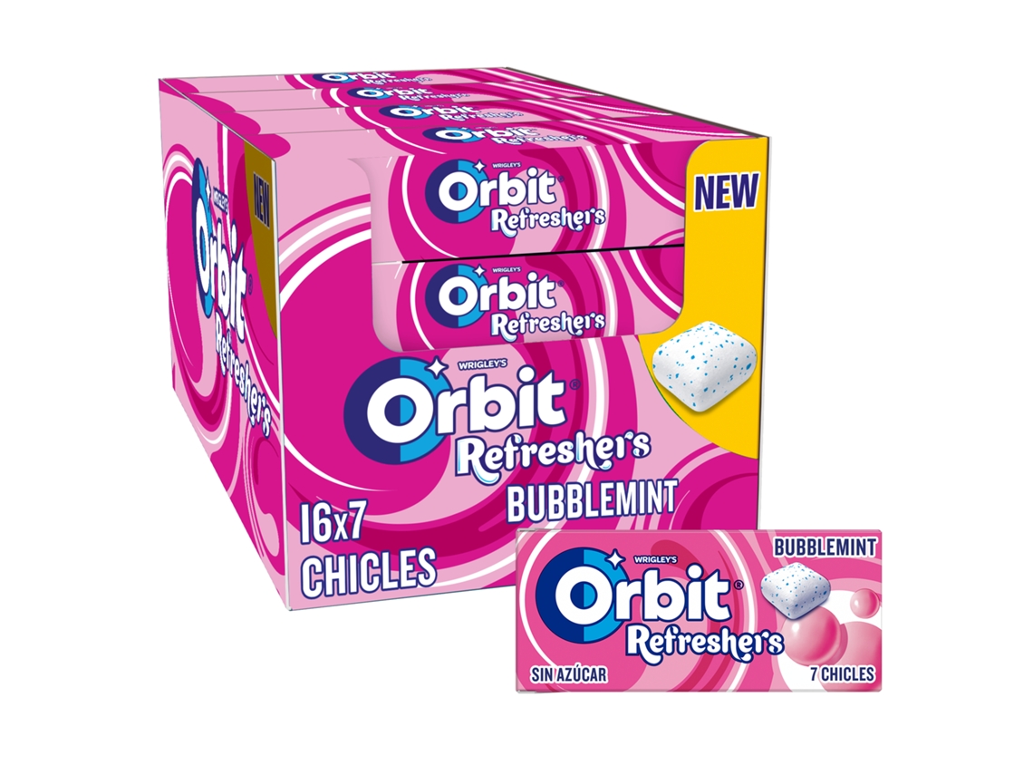 Pastilhas Sem Açúcar de Bubblemint em Drageiras ORBIT 16 packs de bolso ...