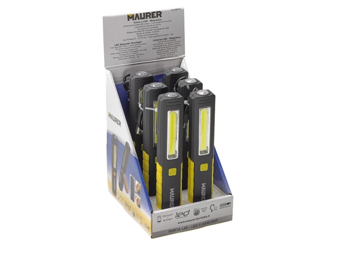 Linterna led recargable con gancho e iman / 200 - 60 lumenes | Worten.pt