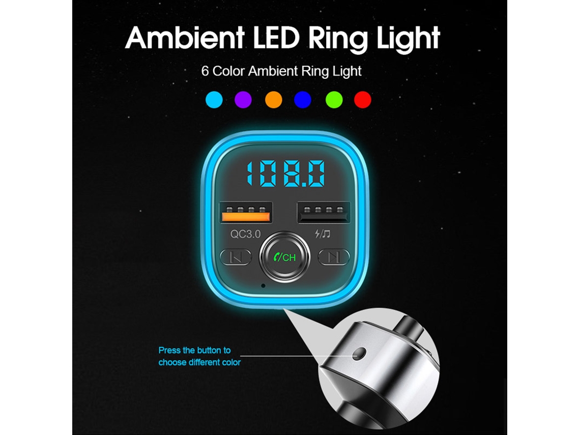 Transmissor Fm Bluetooth 5.0 Car Kit Handsfree Music Mp3 Player com ...