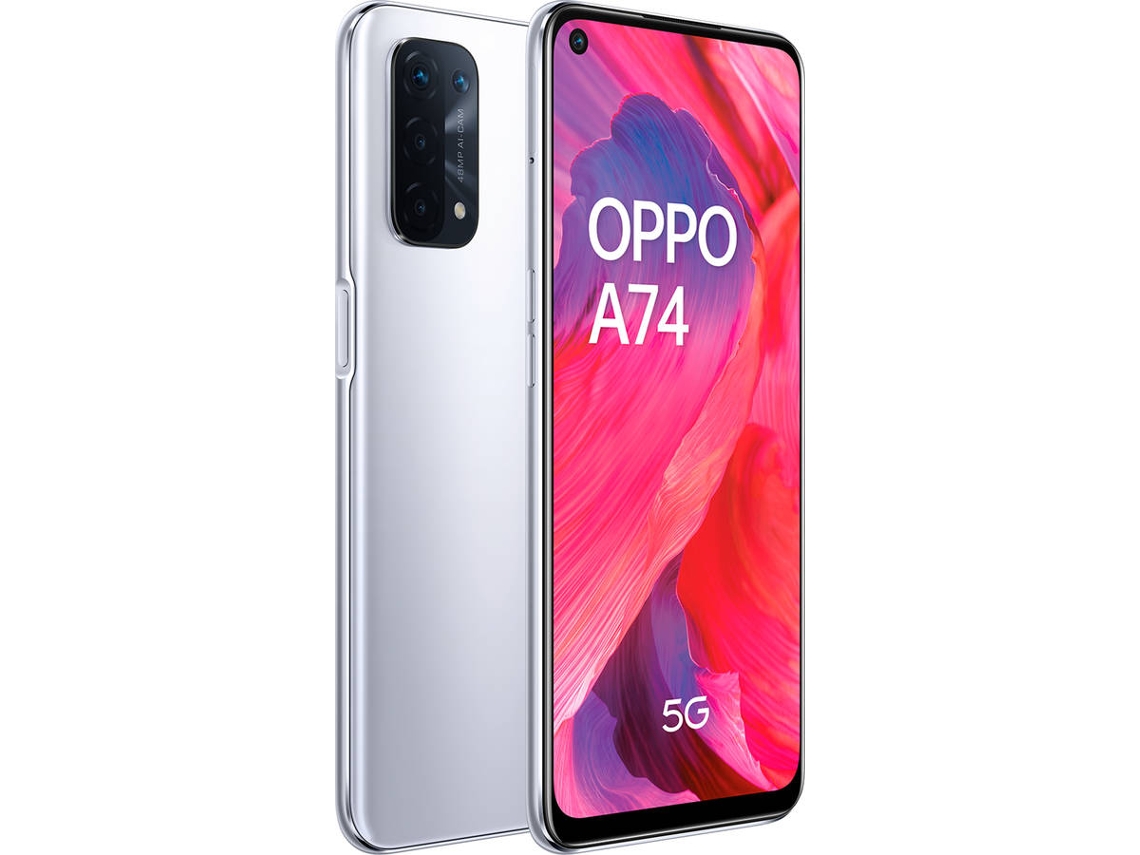 Smartphone OPPO A74 5G (6.5'' - 6 GB - 128 GB - Prateado) | Worten.pt