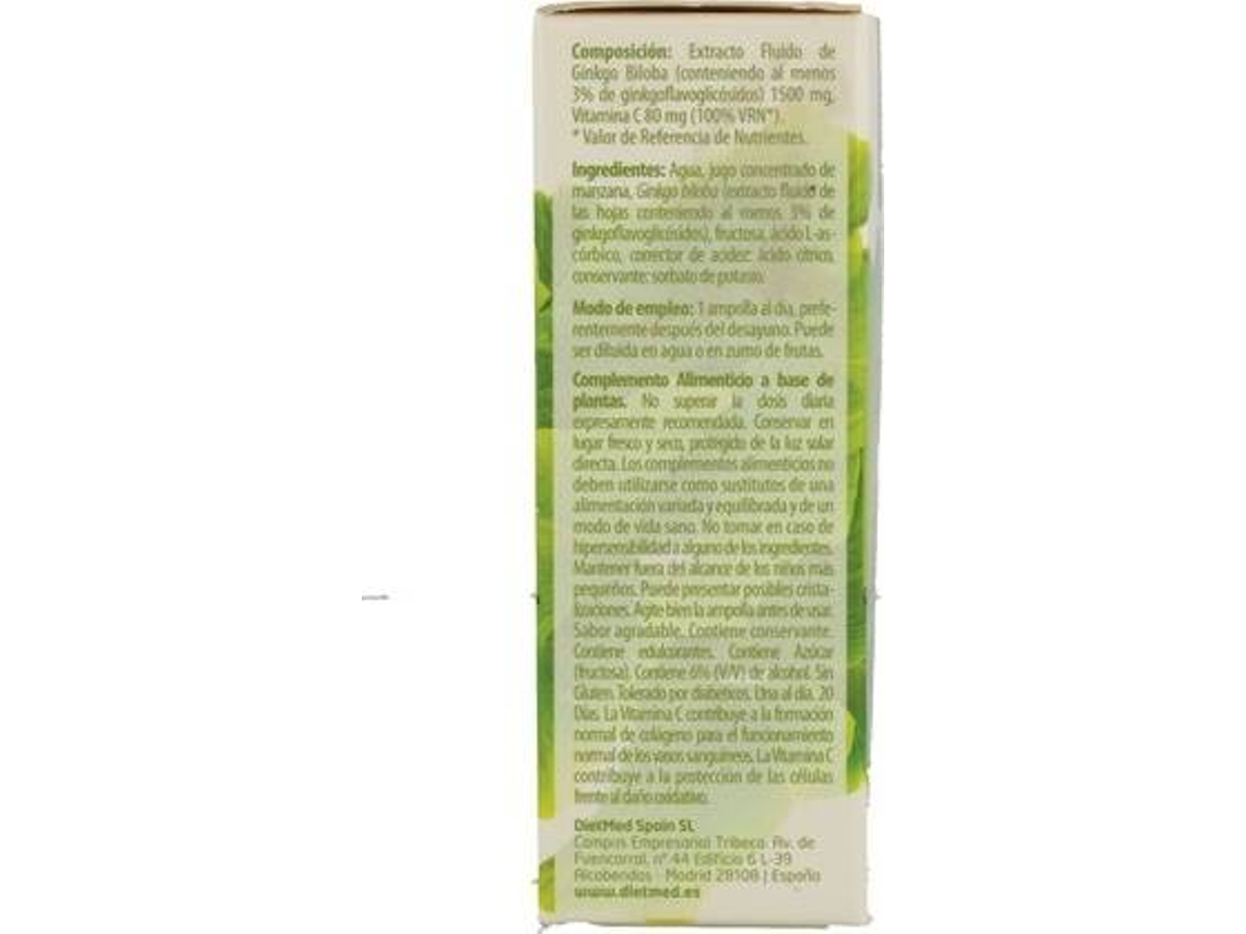 Suplemento Alimentar NATURMIL Ginkgo Biloba Forte (20 ampolas de 15ml (1500mg)) | Worten.pt