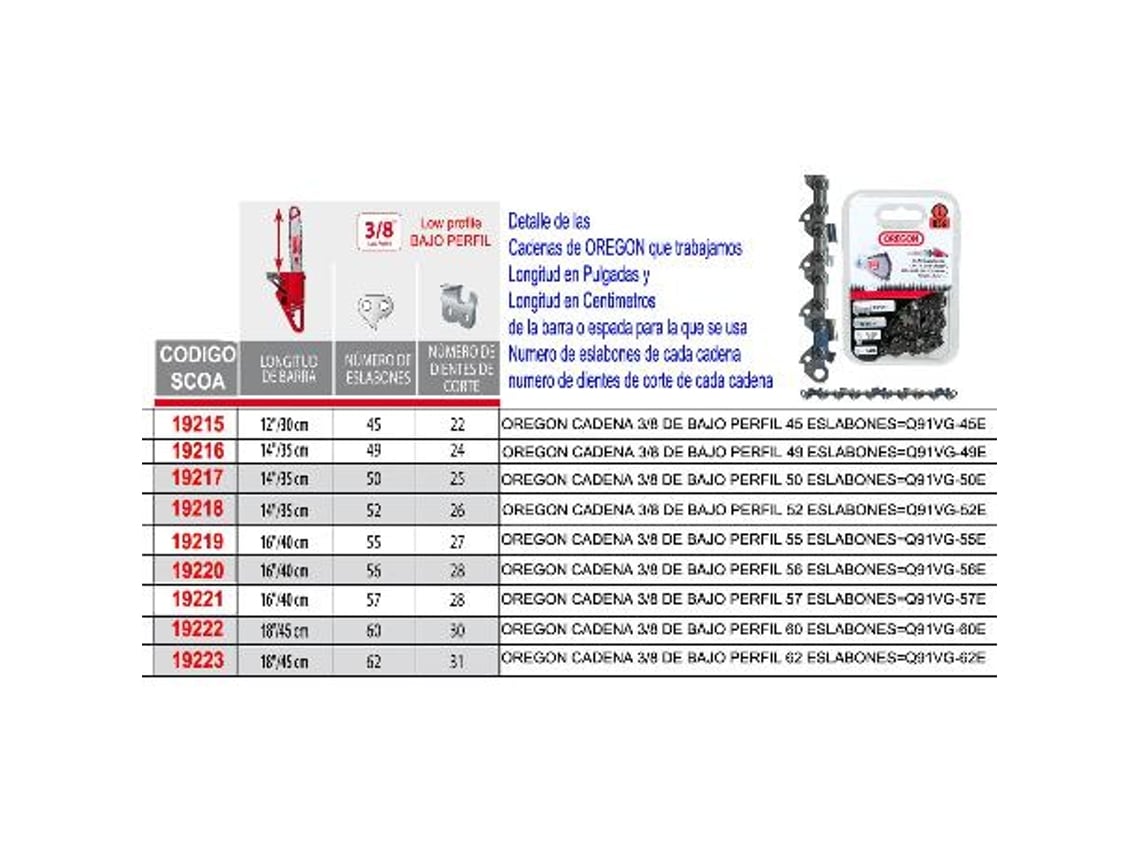 Oregon cadena 3-8 de bajo perfil 49 eslabones q91vg-49e | Worten.pt