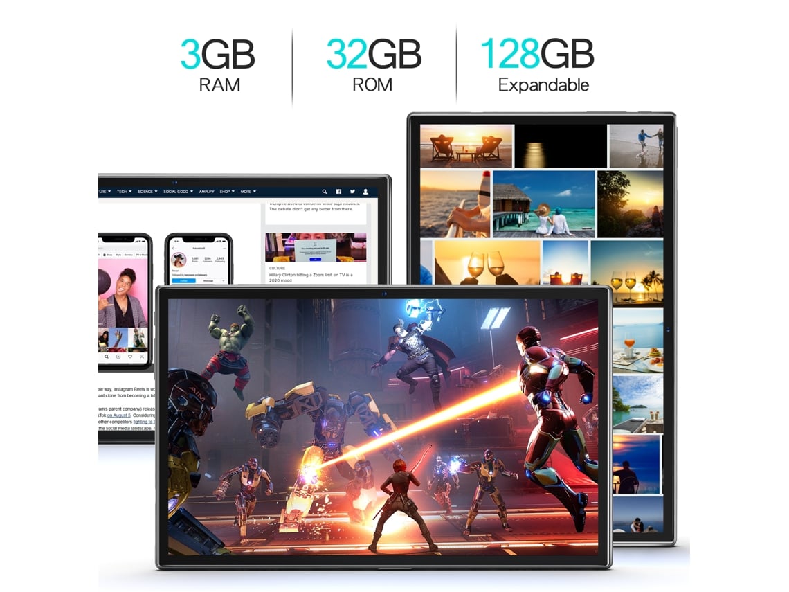 Tablet PRITOM L10 (10'' - 32 GB - 3 GB RAM - Wi-Fi - Prateado) | Worten.pt