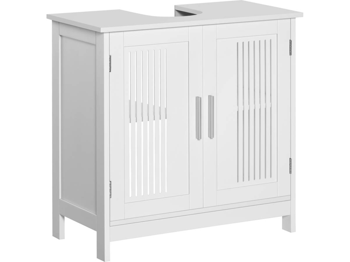 Armário Casa de Banho de Chão de Madeira com 2 Portas KLEANKIN (Branco ... Armário Casa de Banho de Chão de Madeira com 2 Portas KLEANKIN (Branco ...