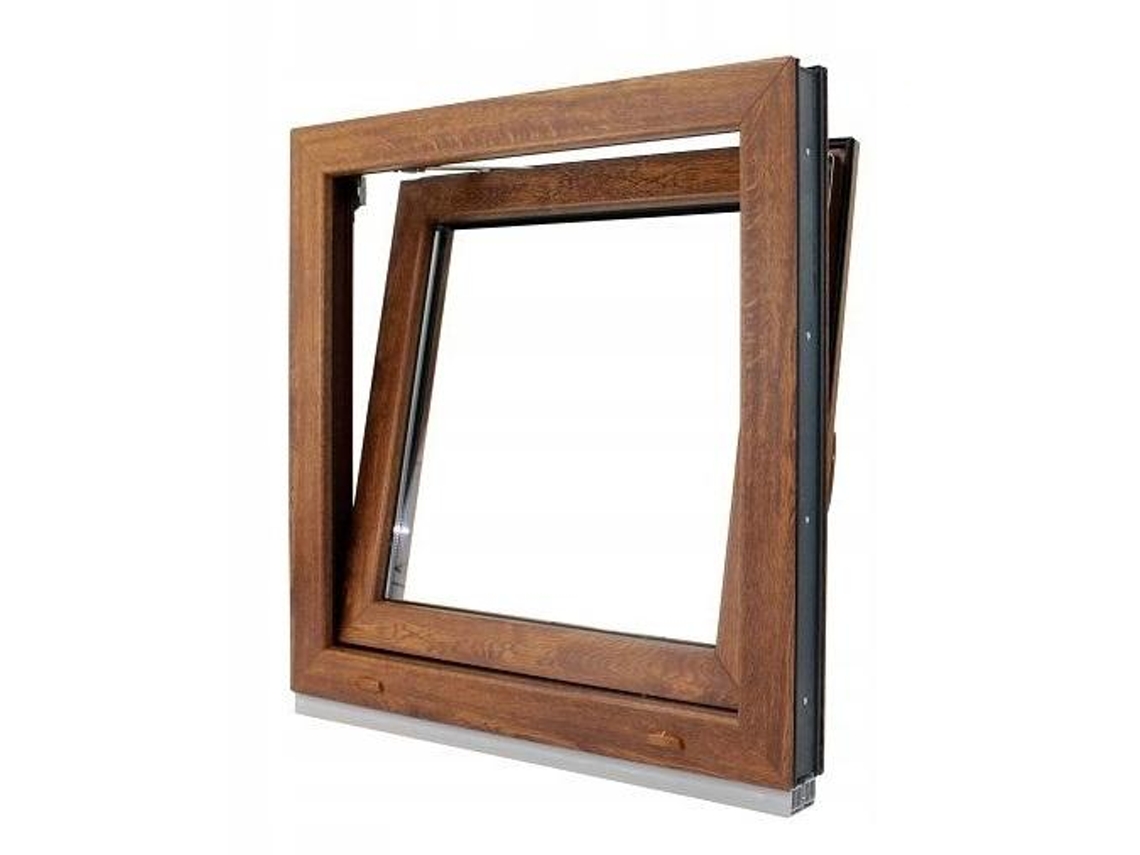 Janela Pvc 600 Mm X 600 Mm Carvalho Dourado Oscilobatente Direita Vidro ...