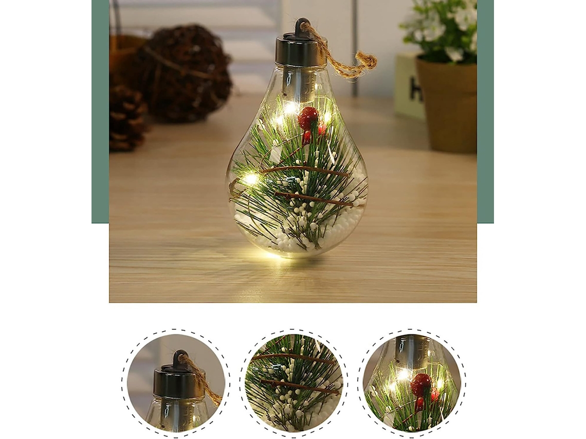 6Pcs Led Transparente Bola de Natal Decoração de Natal Simulação ...