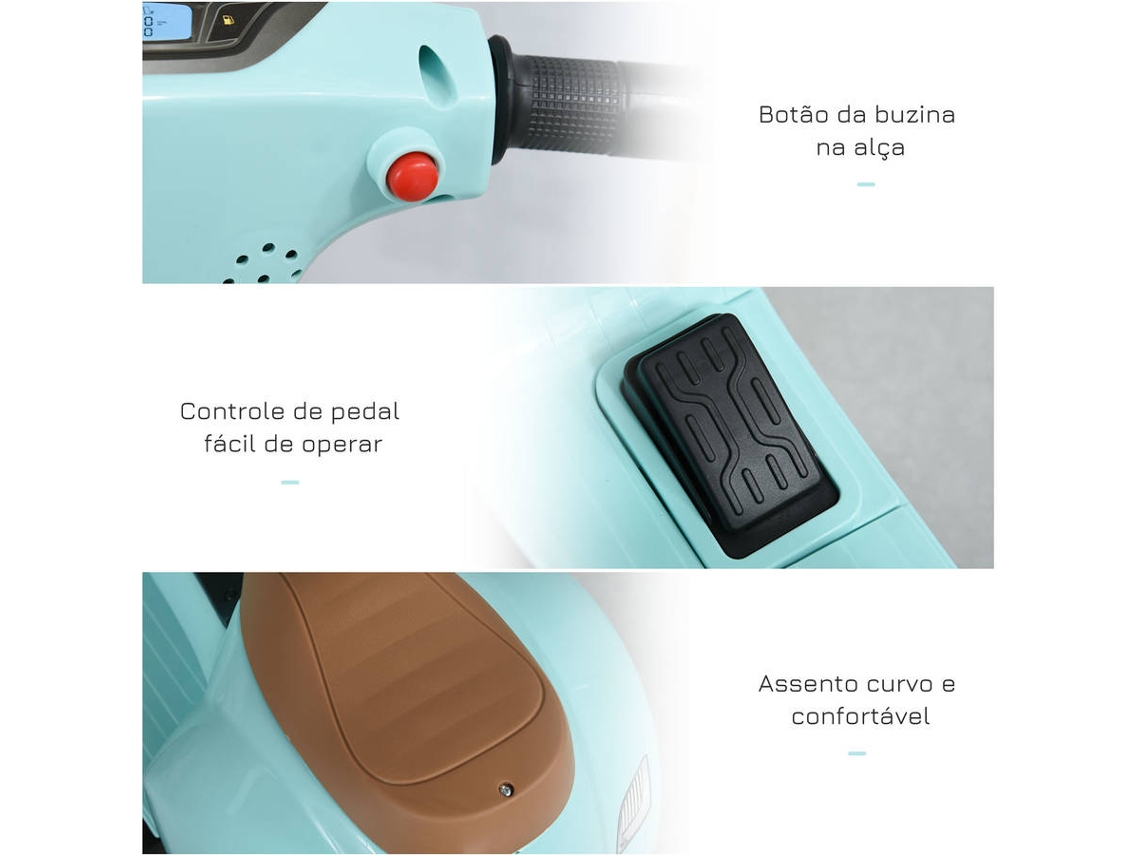 Mota Elétrica HOMCOM 4 Rodas Verde (Idade mínima: 18 meses) | Worten.pt