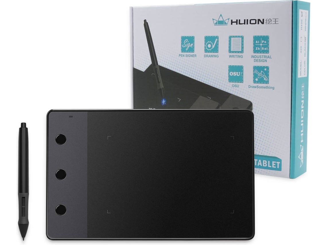 Mesa Digitalizadora HUION H420 Preto 4000 Lpi 106 X 58 Mm Usb | Worten.pt