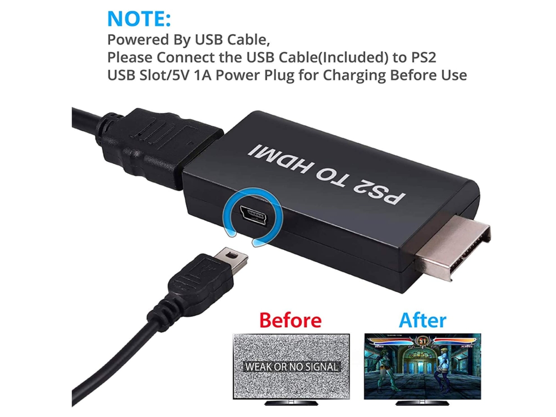 Ps2 para Hdmi Playstation 2 para Hdmi (480I CHRONUS HDMI1213-Y4 Preto ...