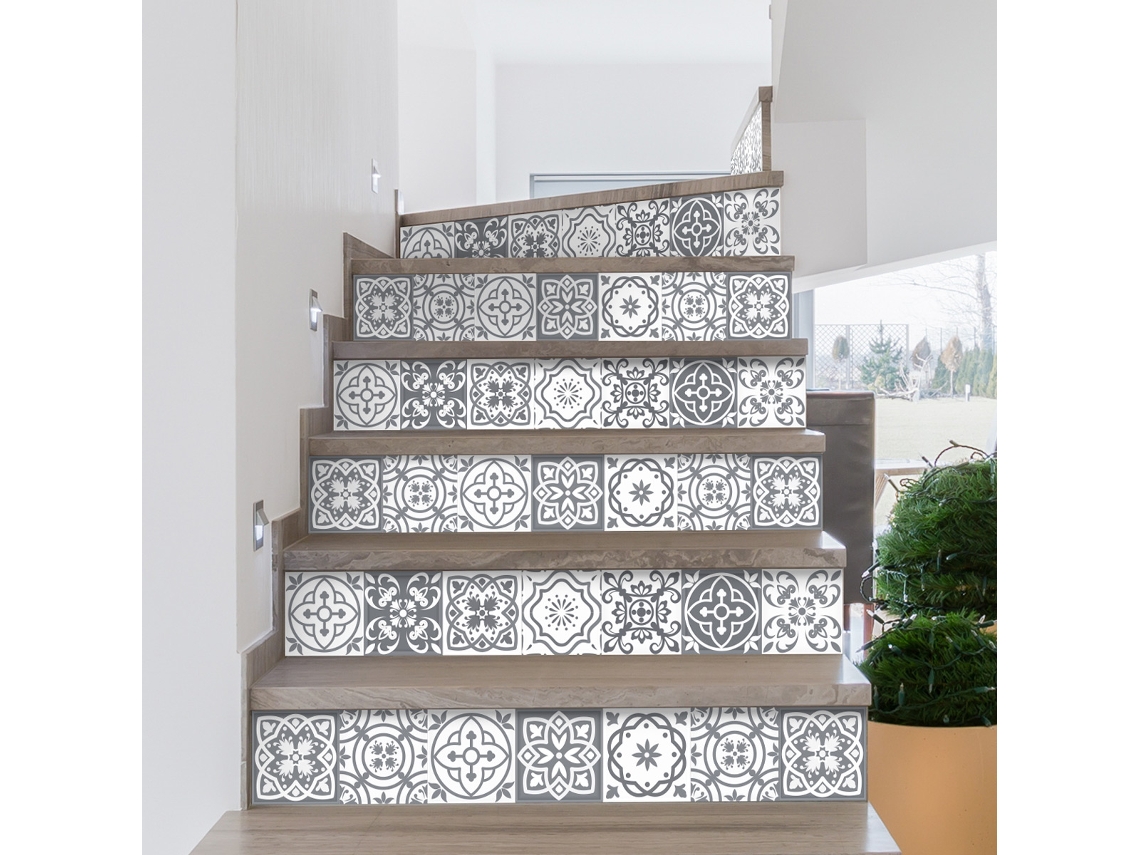 Papel de Parede Stickers Escadas Cement Tiles Berto X 2 AMBIANCE ...