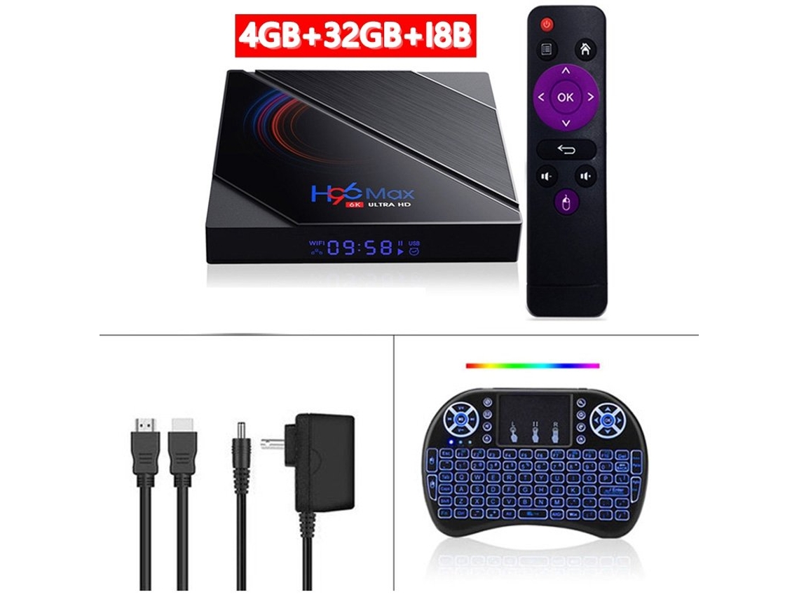 Box Smart Tv T95Max Android 12 H618 2.4G 5G Wifi Rede Compatível com Bluetooth Preto Plug Eua 4 ...