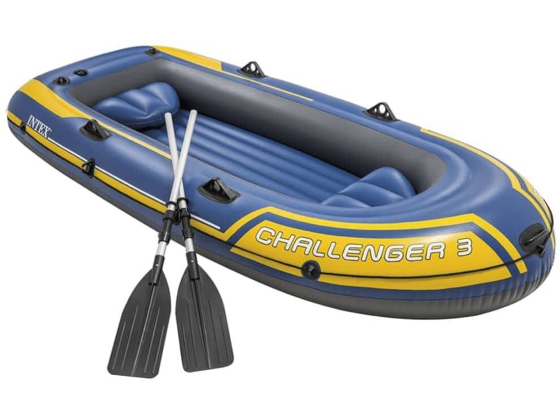 Conj. Barco Insuflável Challenger 3 com Motor Corrico e Suporte INTEX ...