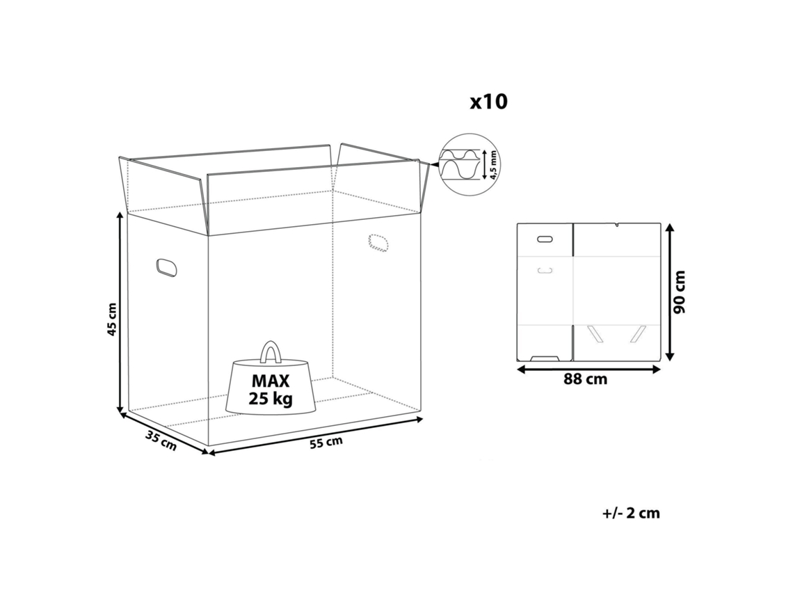 Conjunto de 10 Caixas com Logótipo BELIANI 55 X 35 X 45 Cm 55x35x45 ...