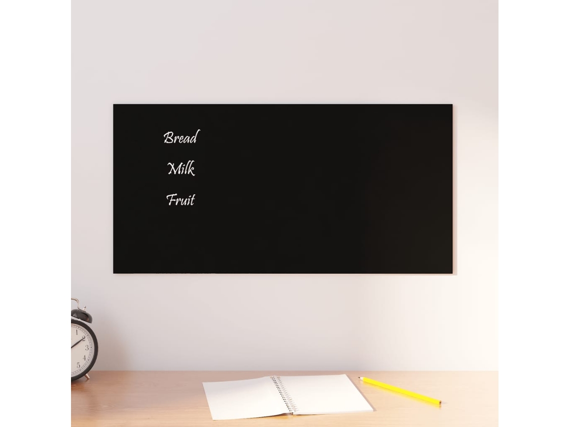 Quadro Magnético de Parede 60X30 Cm Vidro Temperado Preto VIDAXL ...