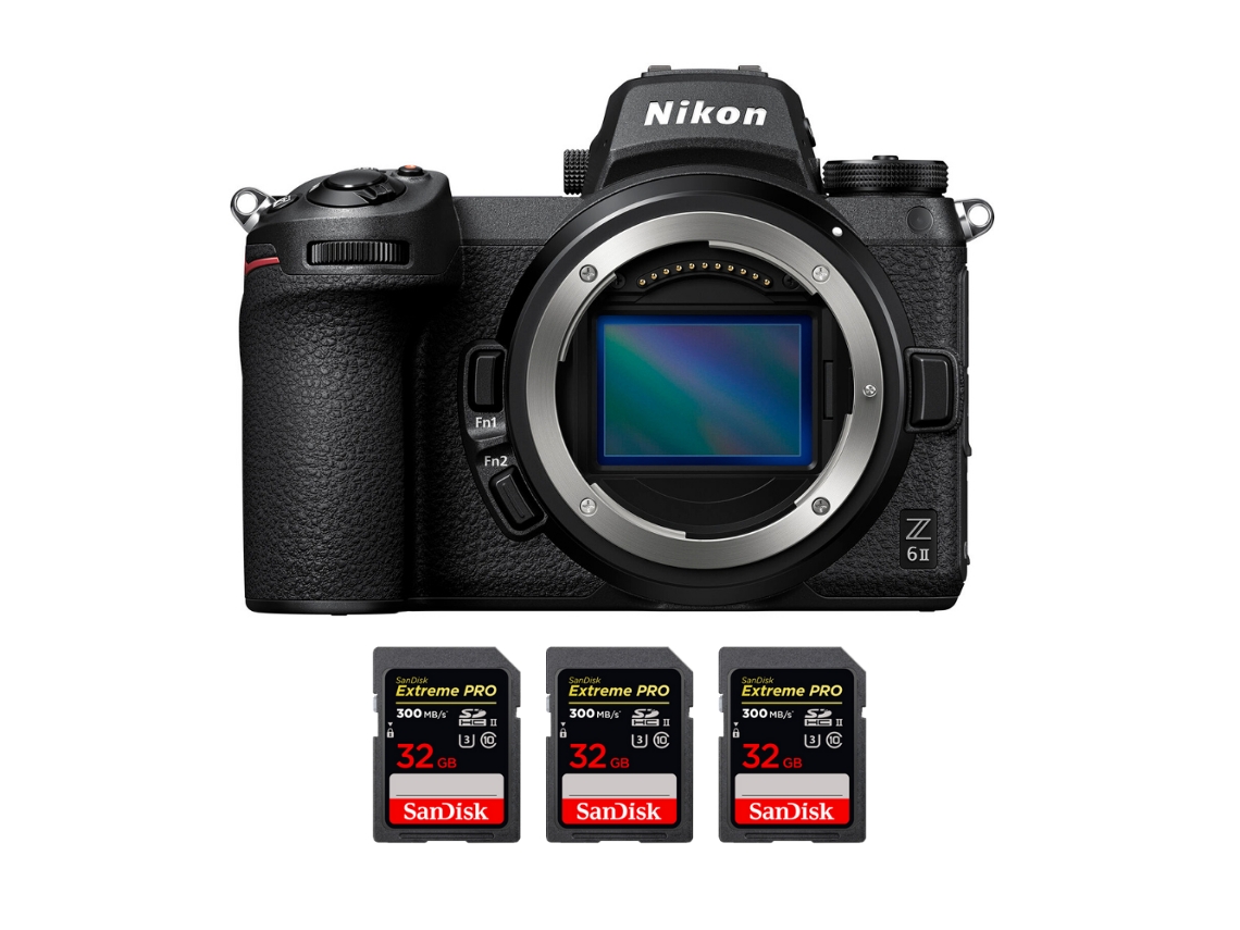 Máquina Fotográfica NIKON Z6 Ii Corpo + 3 Sandisk 32 GB Extreme Pro Uhs ...