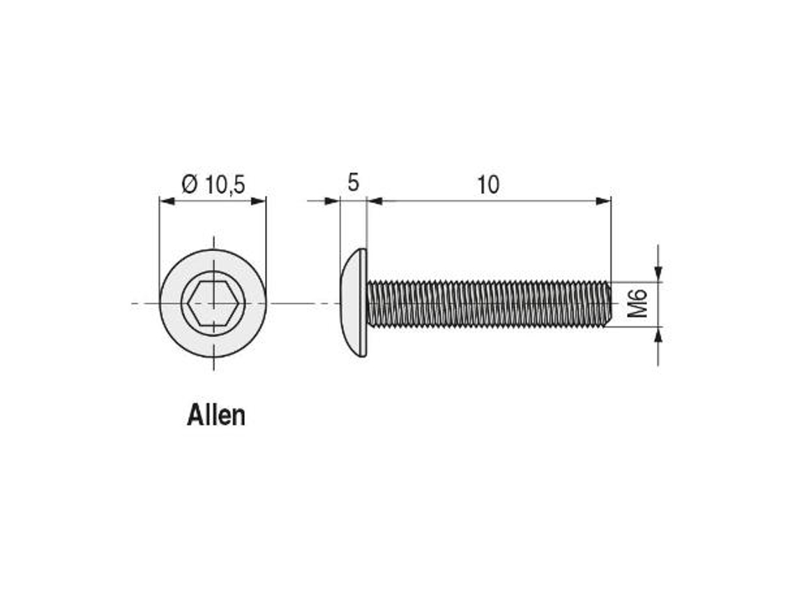 Tornillo roscqa metal allen iso 7380 negro largo 16mm metrica m-6 | Worten.pt