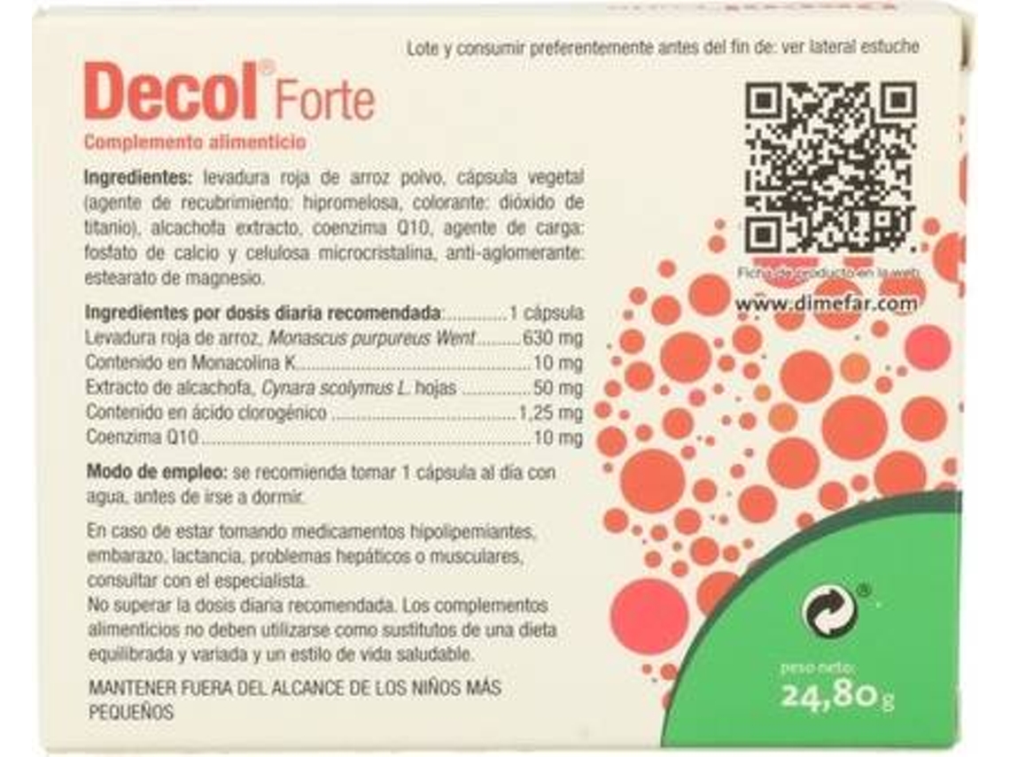 Suplemento Alimentar DIMEFAR Decol Forte (30 cápsulas) | Worten.pt