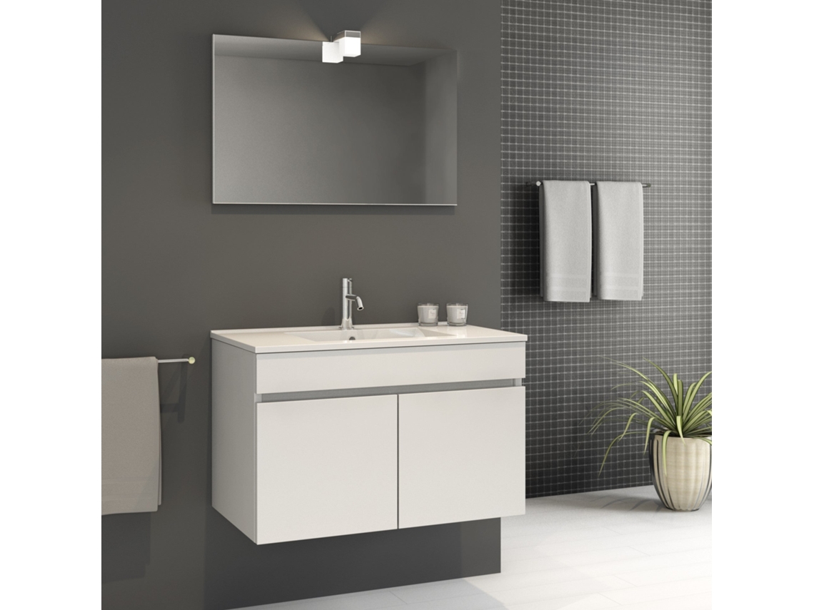 Móvel Suspenso com Lavatório Porto 60X50X45 Cm Branco 2 Portas | Worten.pt