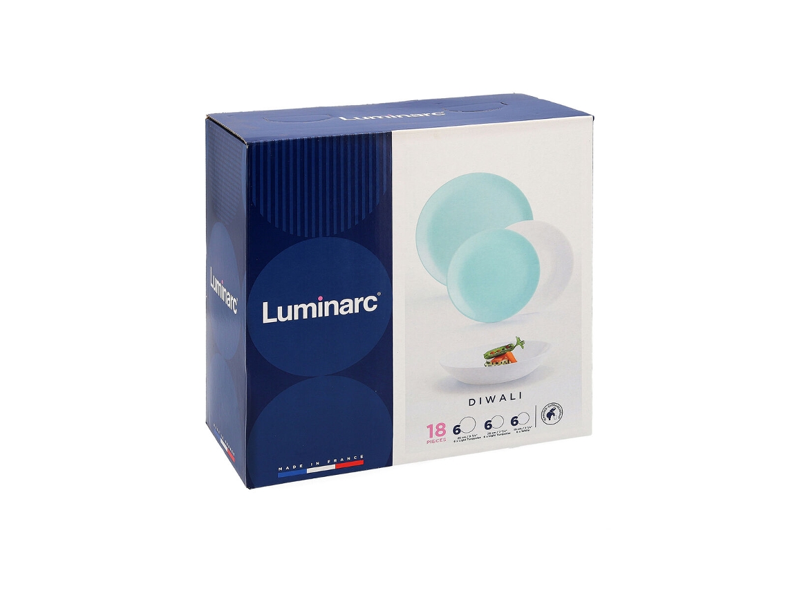 Conjunto de Louça LUMINARC Diwali Light Turquesa Vidro 18 Peças | Worten.pt