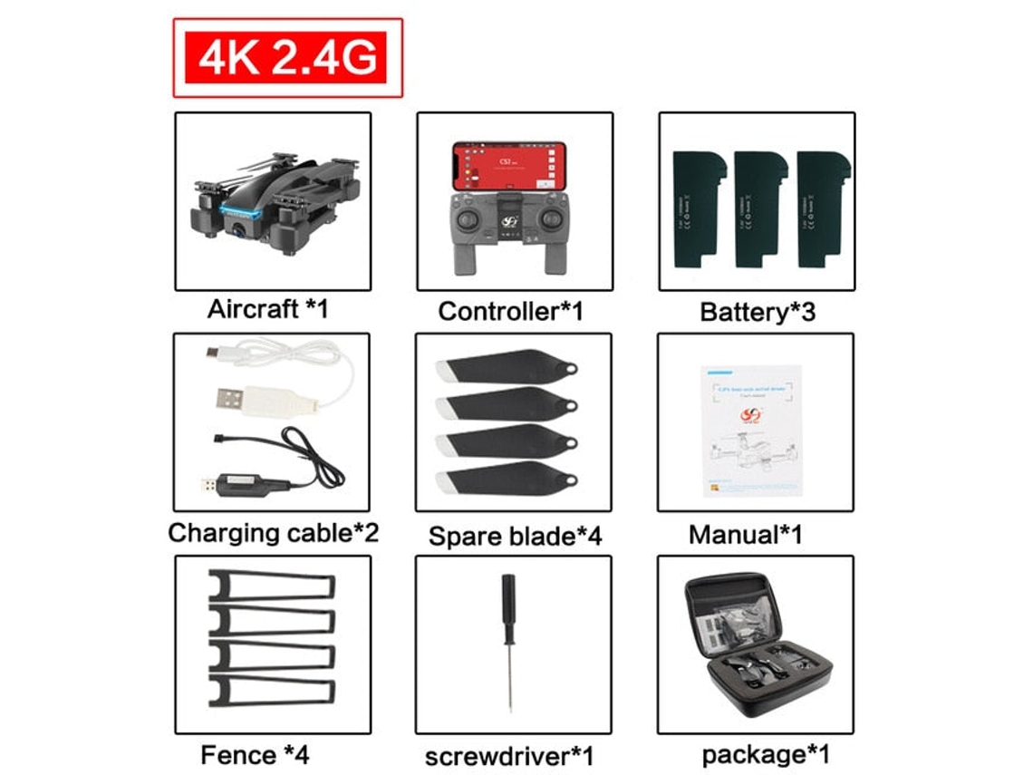 Drone SLOWMOOSE S177 Grande Angular GPS Wi-Fi 5G 4K 1B-366 | Worten.pt