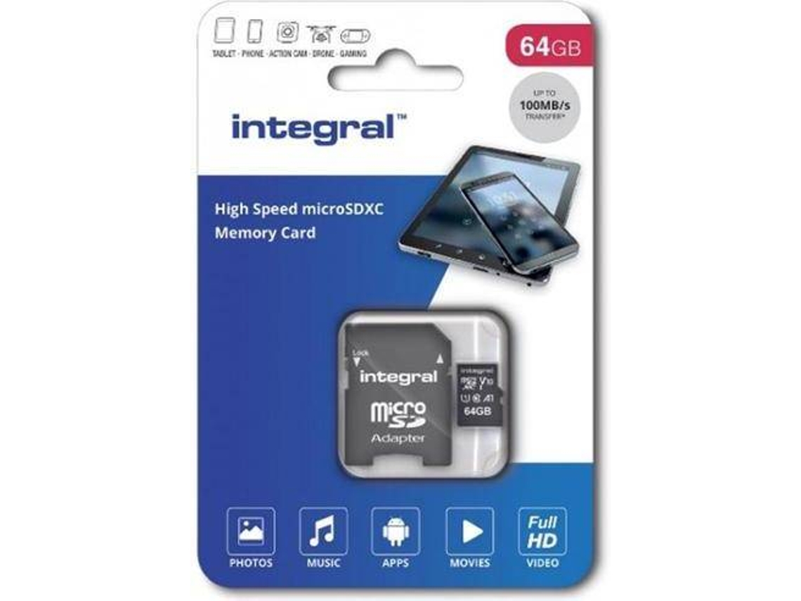 Cartão de memória INTEGRAL V10 - INMSDX64G-100V10 (64 GB, Classe 10 - UHS-1) | Worten.pt