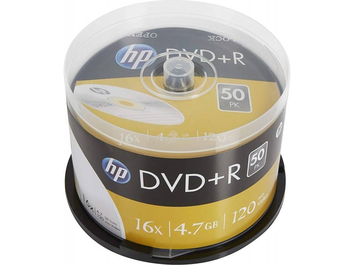 DVD+R HP 120Min 4,7GB Cake Box (50 unidades) | Worten.pt