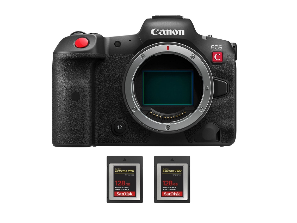Máquina Fotográfica CANON Eos R5 C Corpo + 2 Sandisk 128Gb Extreme Pro ...