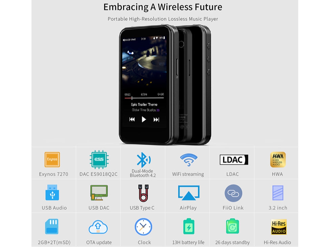 Leitor MP3 Bluetooth Hifi SLOWMOOSE Com caso | Worten.pt