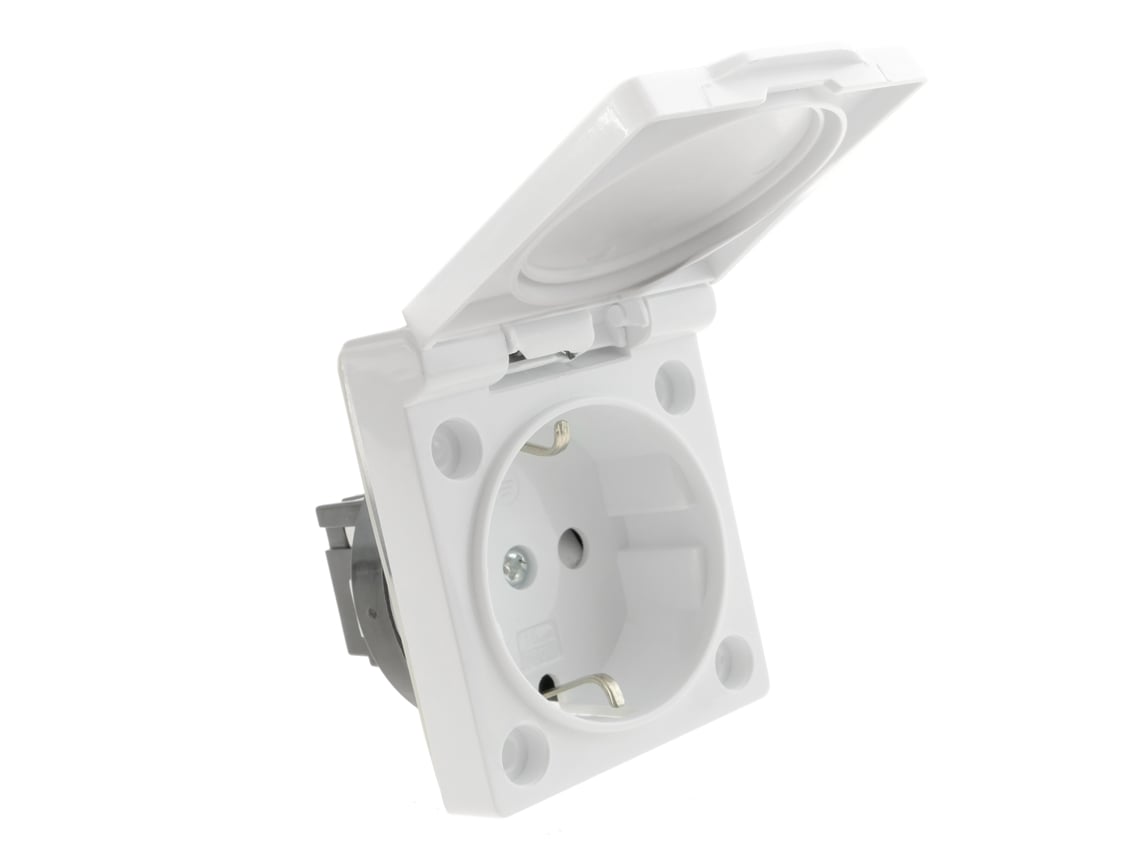 Tomada Schuko De Encastrar Ip44 Com Parafuso Tampa Branco BEMATIK ...