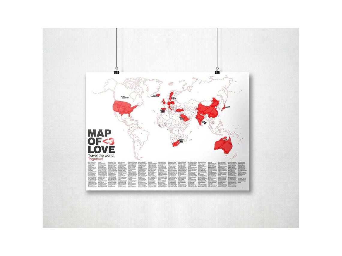 Mapa AWESOME MAPS Do amor for couples to commemorate relationship ...