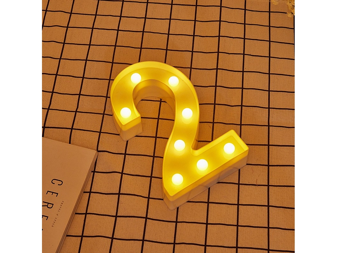 LED Letra 2 Número Iluminado com Luz Branca Quente, Altura 22cm ...