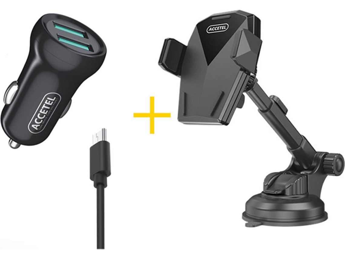 Kit Carregador Isqueiro, Cabo Micro USB e Suporte Telemóvel ACCETEL ...