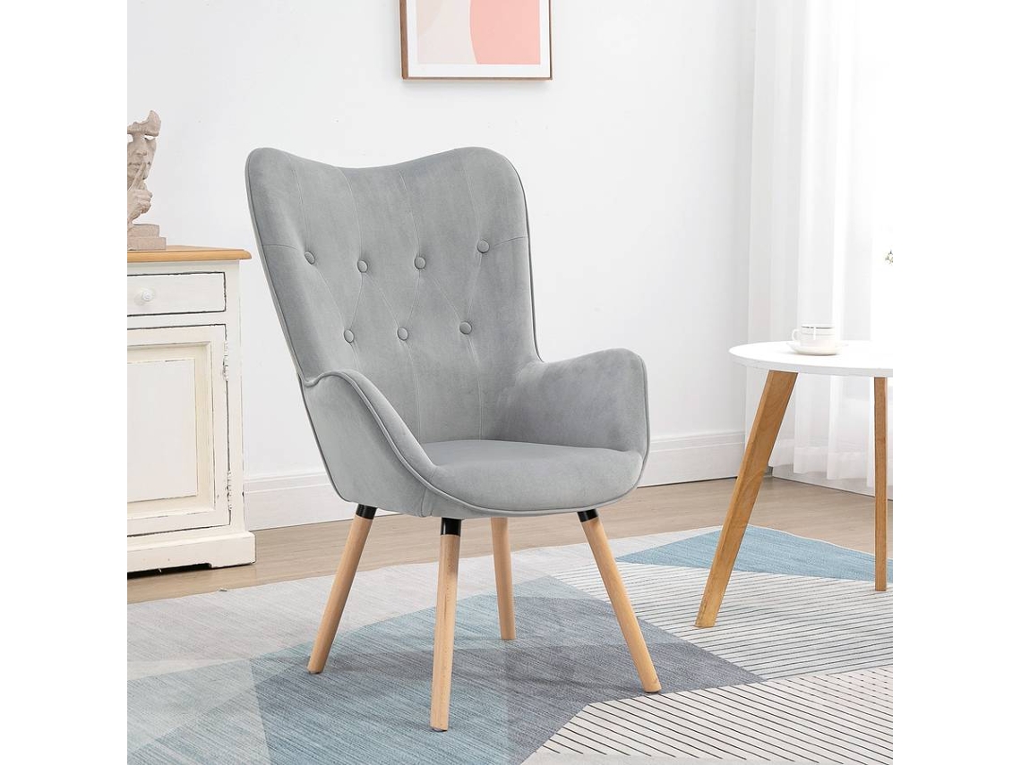 Poltrona Individual HOMCOM 839-452V00GY 68x75.5x104.5 cm Cinzento ...