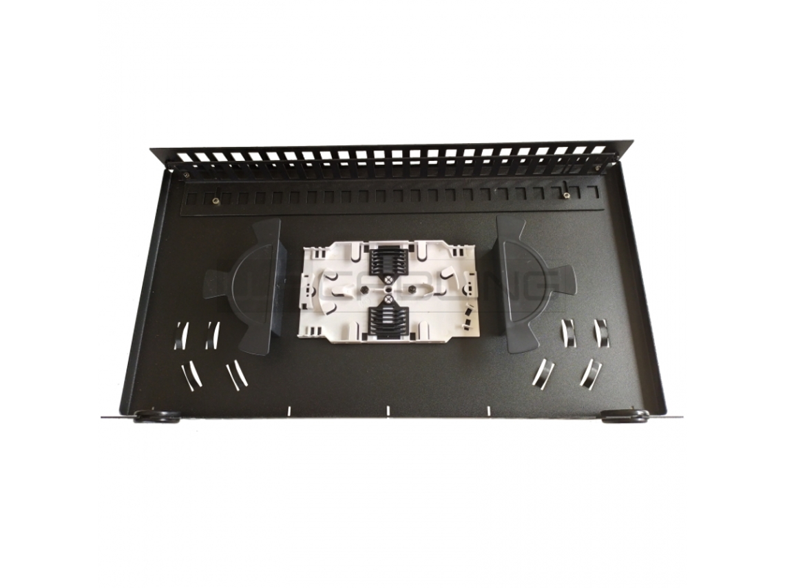 19" 1U Prof.slide Splice box with double front panels 24 SC/dx & 24 LC ...