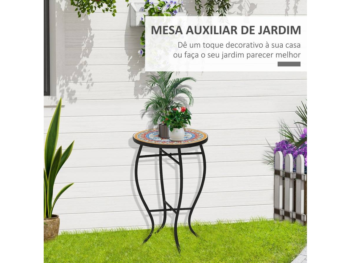 Mesas de Jardim OUTSUNNY 84b-915nd (Metal - Multicor - 35.5 x 35.5 x 53.5 cm) | Worten.pt